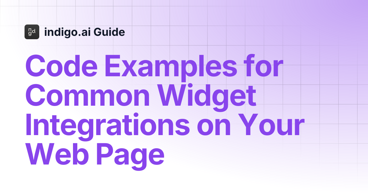 Code Examples for Common Widget Integrations on Your Web Page | indigo ...